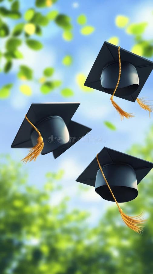 Graduation Caps Soar High, Celebrating Academic Achievements with Joy ...