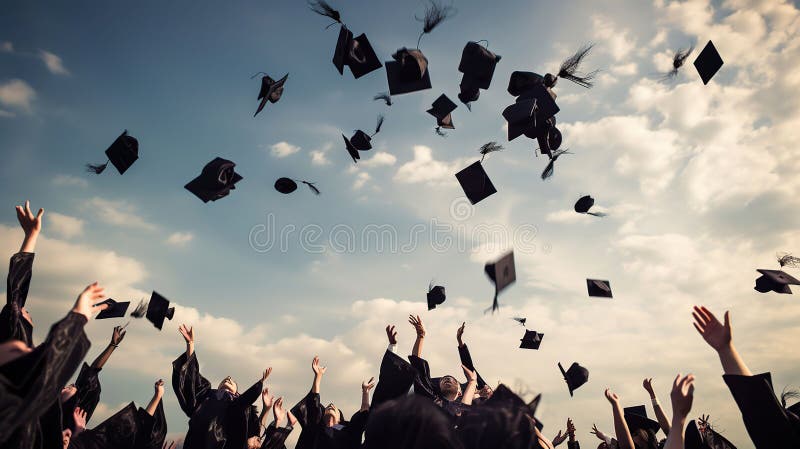 Graduation Caps Thrown Air Stock Illustrations – 215 Graduation Caps ...