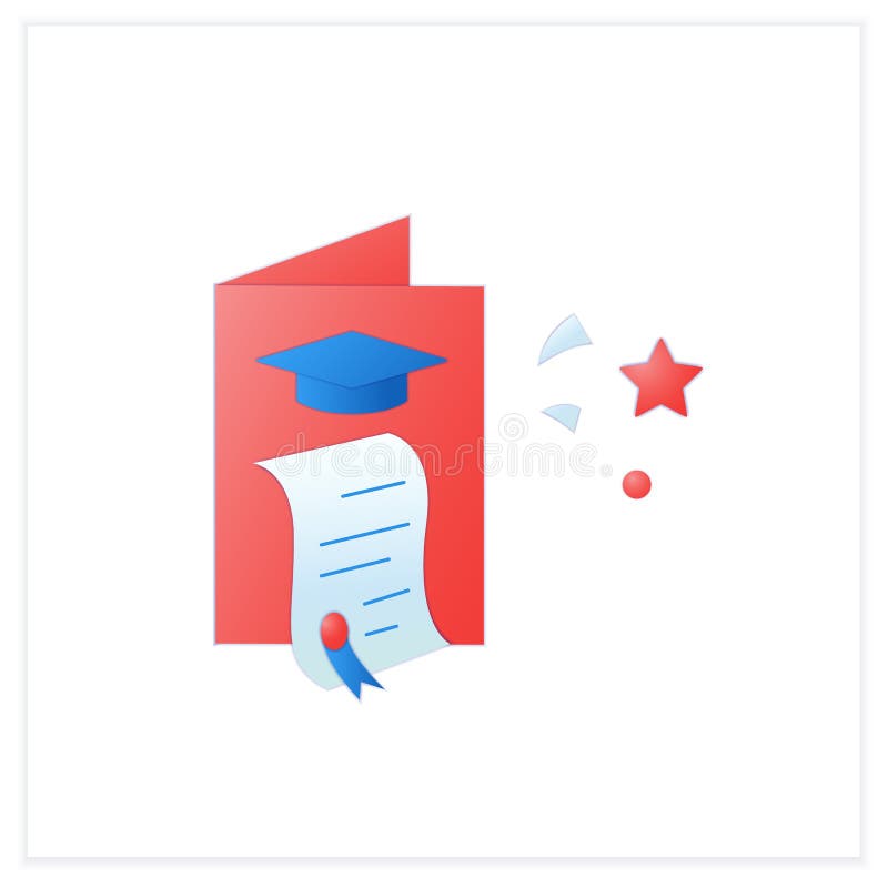 Graduation card flat icon stock vector. Illustration of learning ...