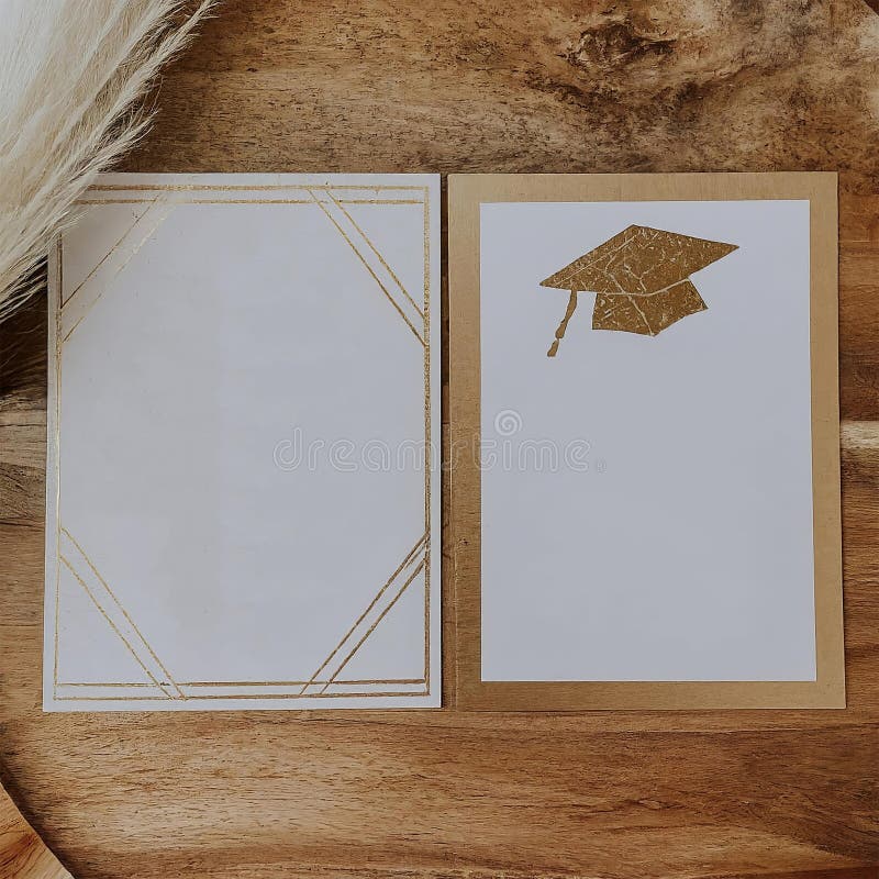 A Graduation Card with a Gold Frame and a Gold Graduation Cap on it ...