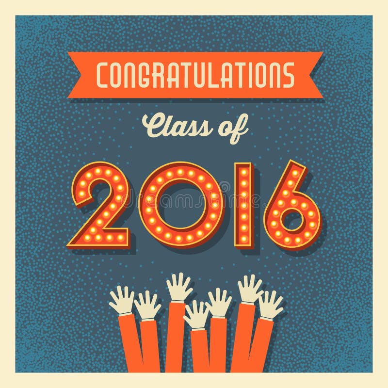 2016 Graduation Card with Marquee Lighted Numbers Stock Vector ...