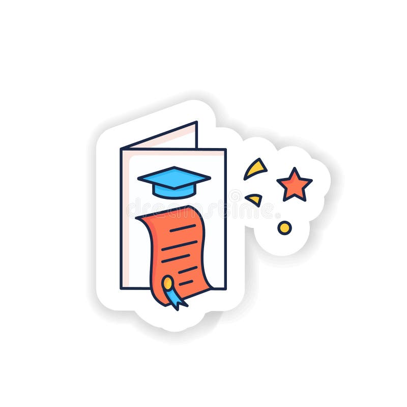 Graduation Card Sticker Icon Stock Vector - Illustration of document ...