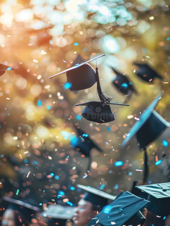 Graduation Celebration - Cap Toss Stock Image - Image of students ...