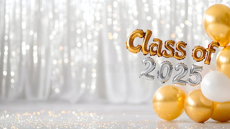 Graduation Celebration Decorations with Balloons and Sparkling ...