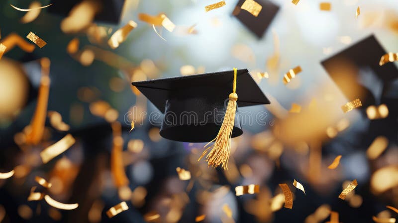 Graduation Celebrations with Cap Surrounded by Confetti Create Joyful ...