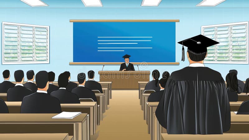 Graduation Ceremony in Classroom with Students Listening Attentively ...