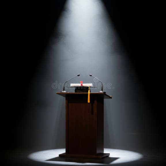 Graduation Ceremony Podium Spotlight Stock Illustration - Illustration ...