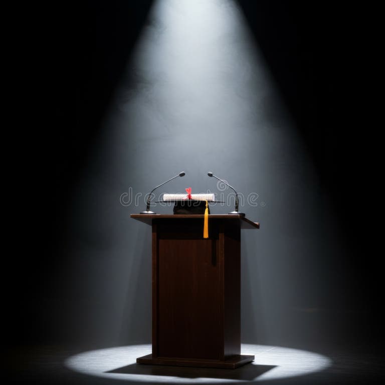 Graduation Ceremony Podium Spotlight Stock Illustration - Illustration ...