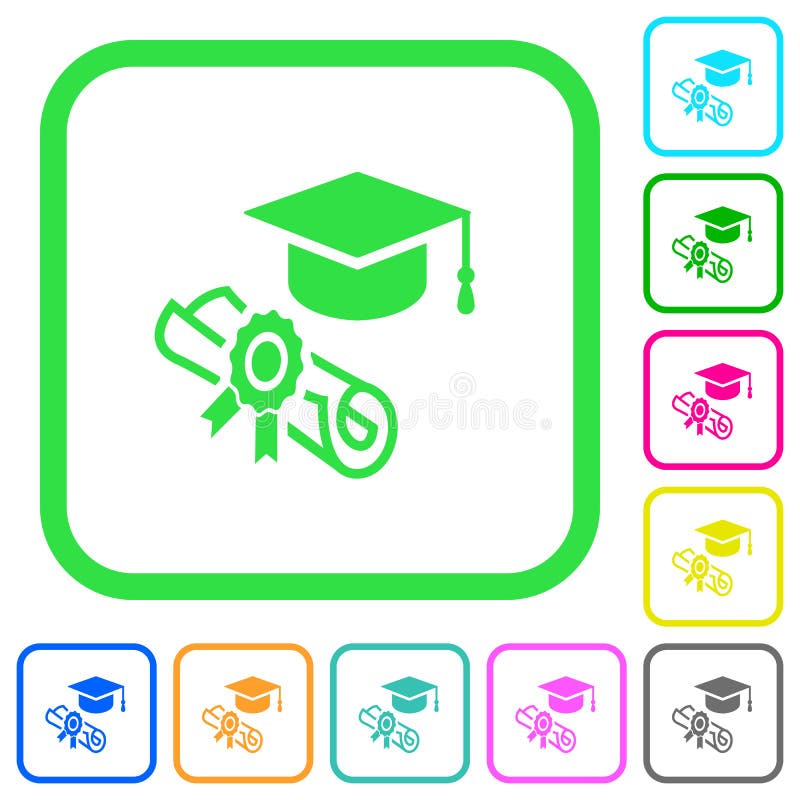 Graduation Ceremony Vivid Colored Flat Icons Stock Vector ...