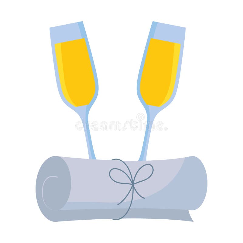 Graduation Certificate with Champagne Cup Stock Vector - Illustration ...
