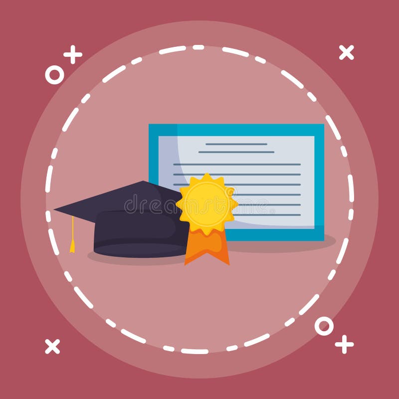 Graduation Certificate and Hat Stock Vector - Illustration of frame ...