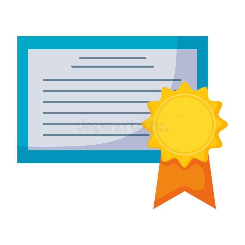 Graduation Certificate with Medal Stock Vector - Illustration of ...