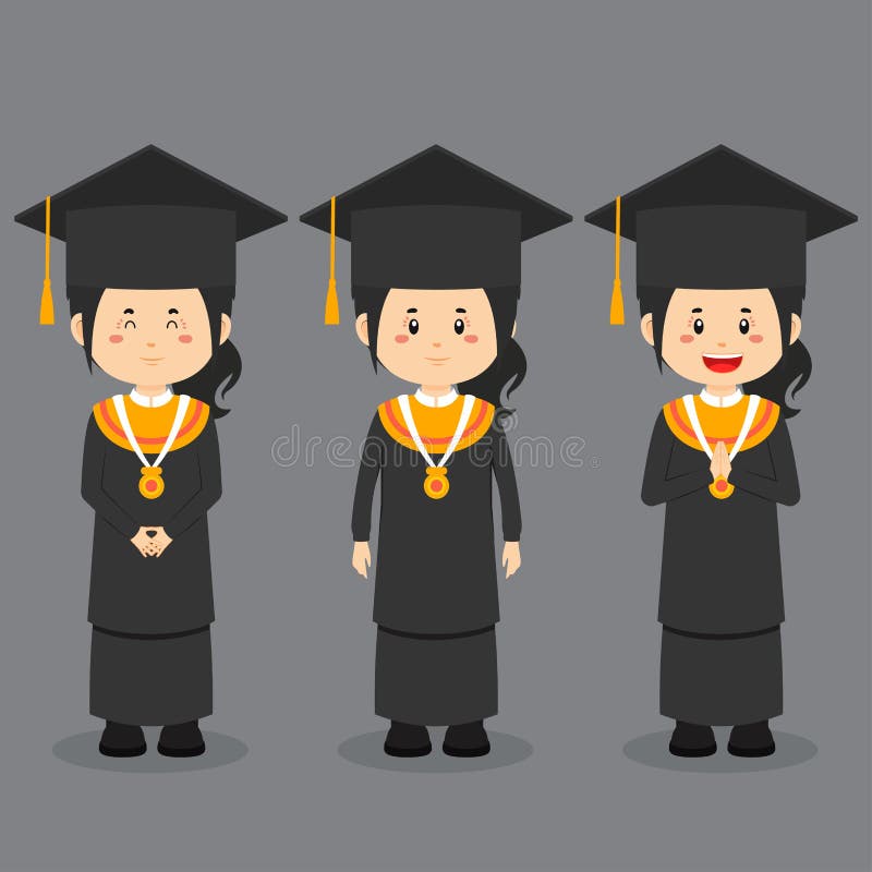 Graduation Character with Expression Stock Vector - Illustration of ...