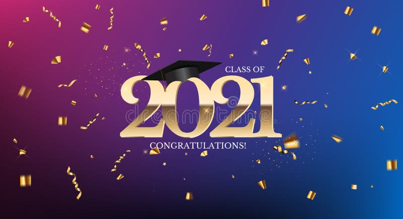 Graduation Class Party Blue Background with Graduation Cap Hat and ...