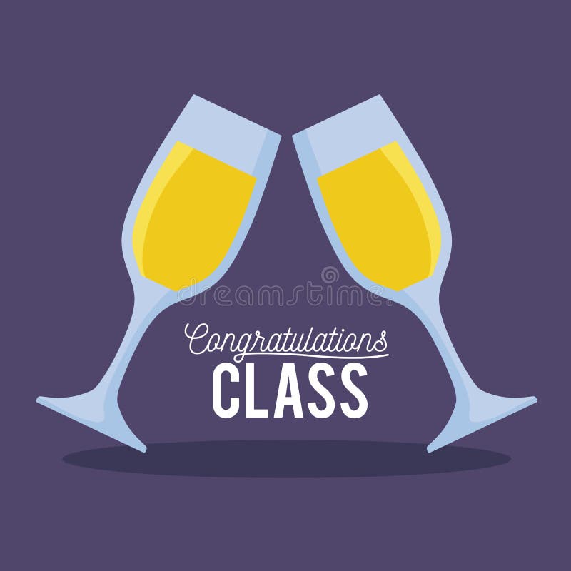 Graduation Class Celebration Card with Cups of Champagne Stock Vector ...