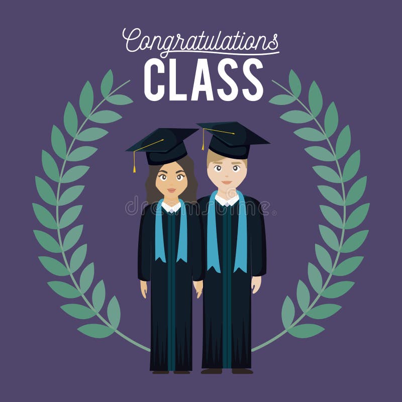 Graduation Class Celebration Card with Graduated Couple Stock Vector ...