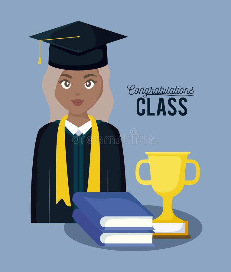 Graduation Class Celebration Card with Graduated Girl Stock Vector ...