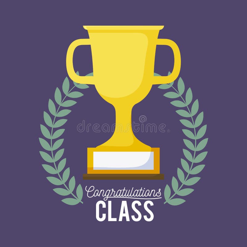 Graduation Class Celebration Card with Trophy Stock Vector ...