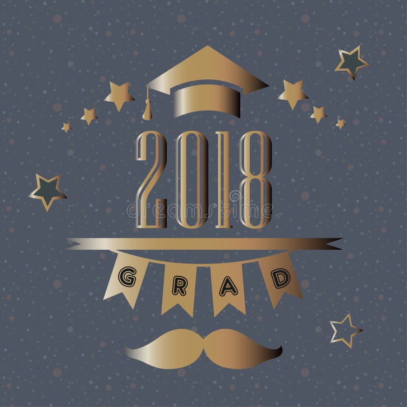 Graduation Class of 2018. Stylized Retro Card Stock Illustration ...