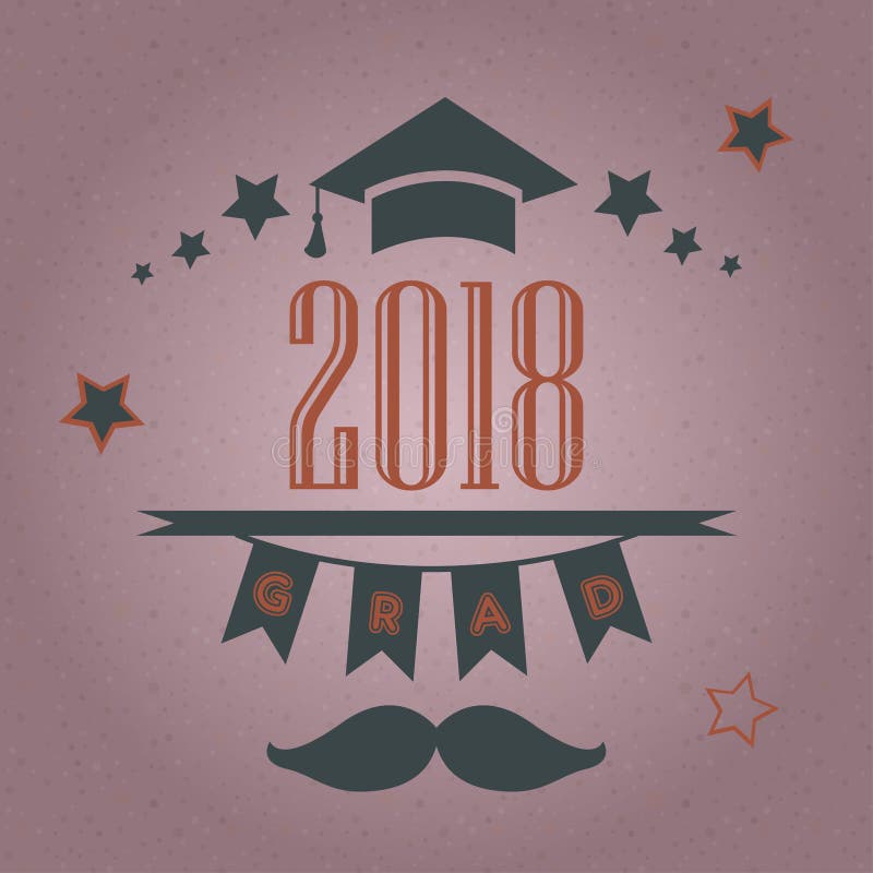 Graduation Class of 2018. Stylized Retro Card Stock Illustration ...