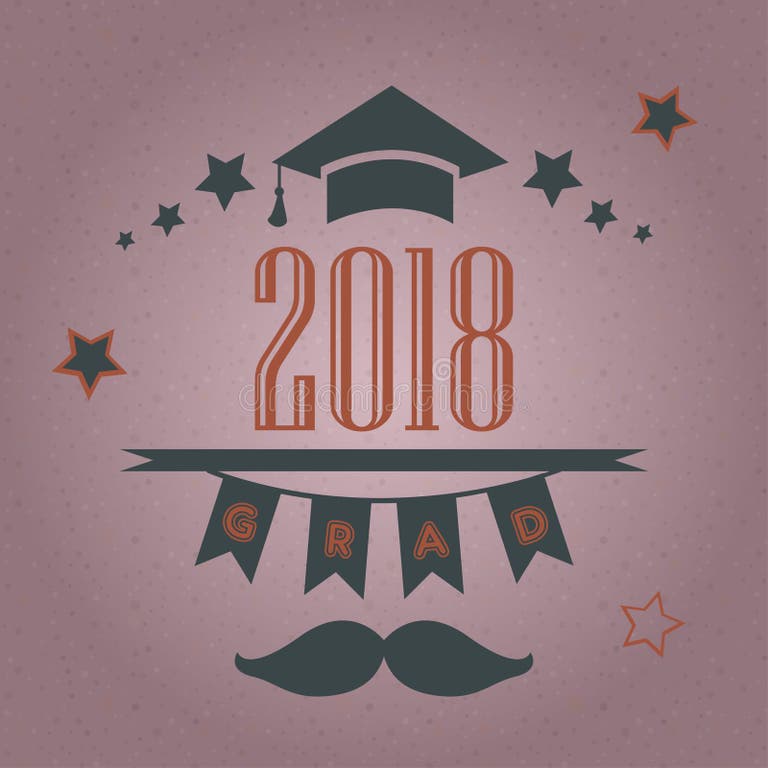 Graduation Class of 2018. Stylized Retro Card Stock Illustration ...