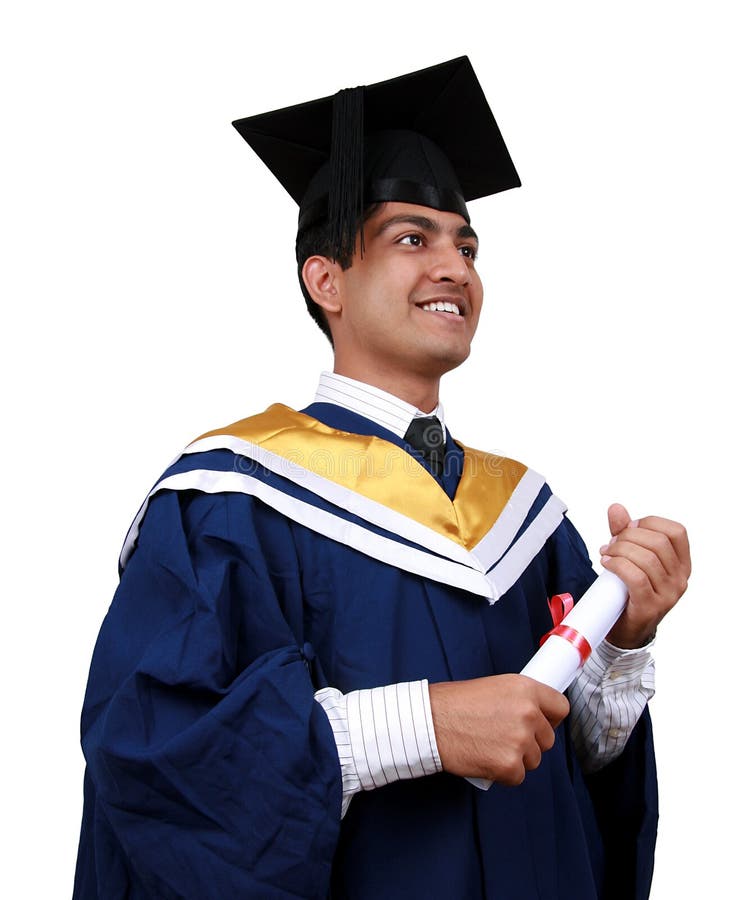 Indian Guy In A Graduation Gown. Stock Image - Image of aspirations ...