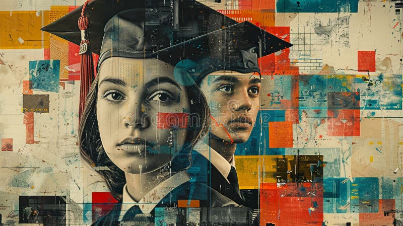 A Graduation Collage with Photos of Students Diplomas Stock Photo ...