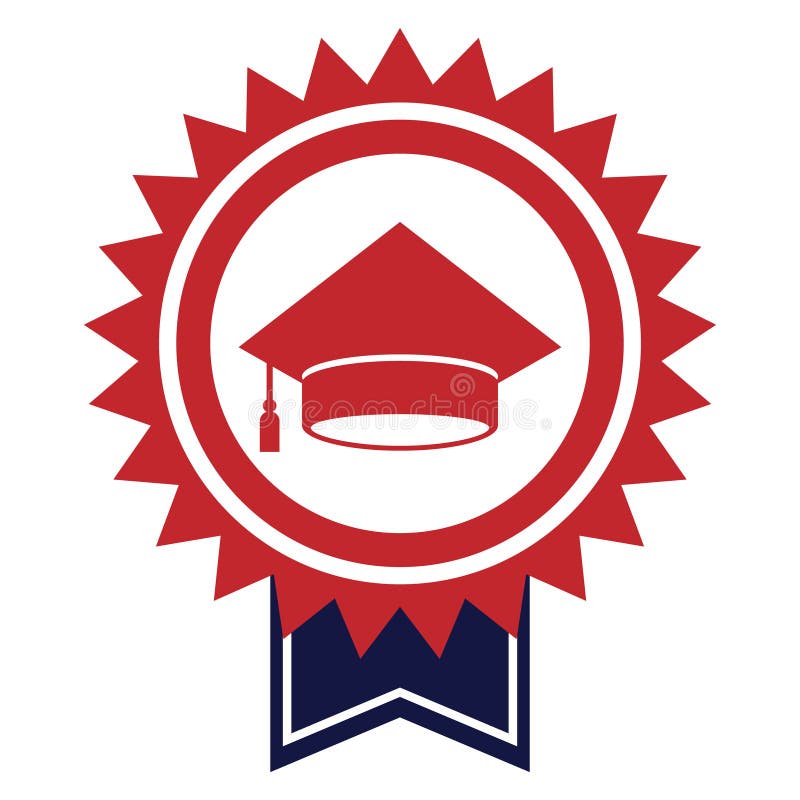 Graduation or College Hat Logo with Spiked Circle and Ribbon. Stock ...