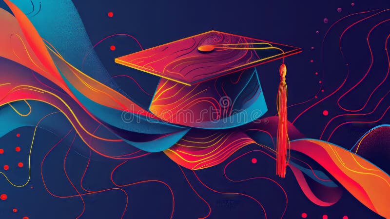 Graduation Concept with Abstract Patterns Forming a Graduation Hat ...