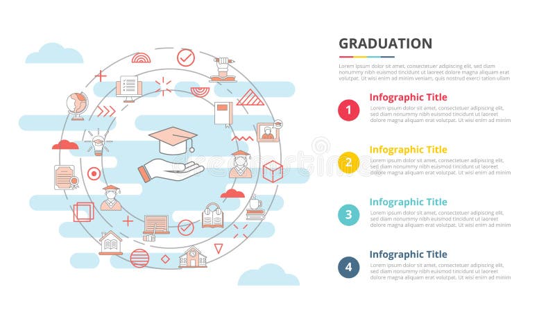 Graduation Concept for Infographic Template Banner with Four Point List ...