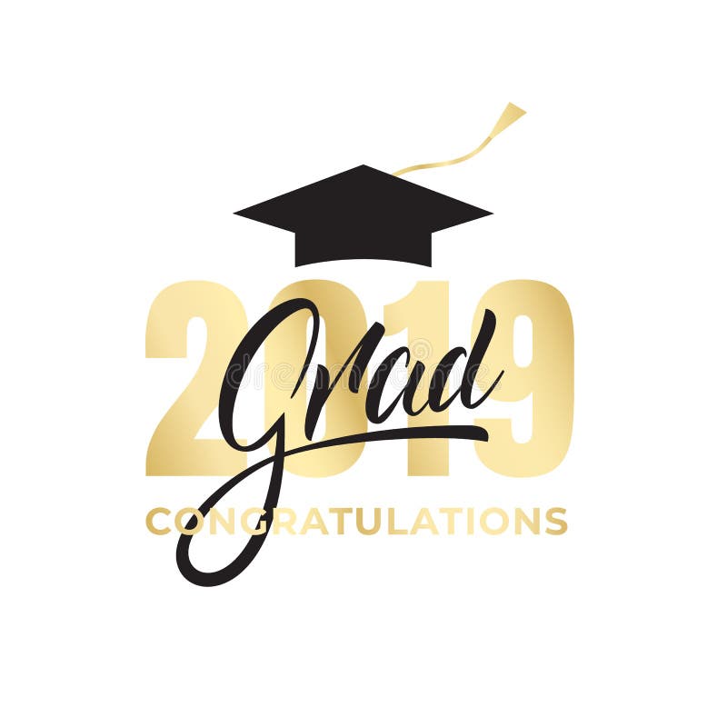 Class of 2019. Graduation Lettering Concept Illustration with Grad Caps ...