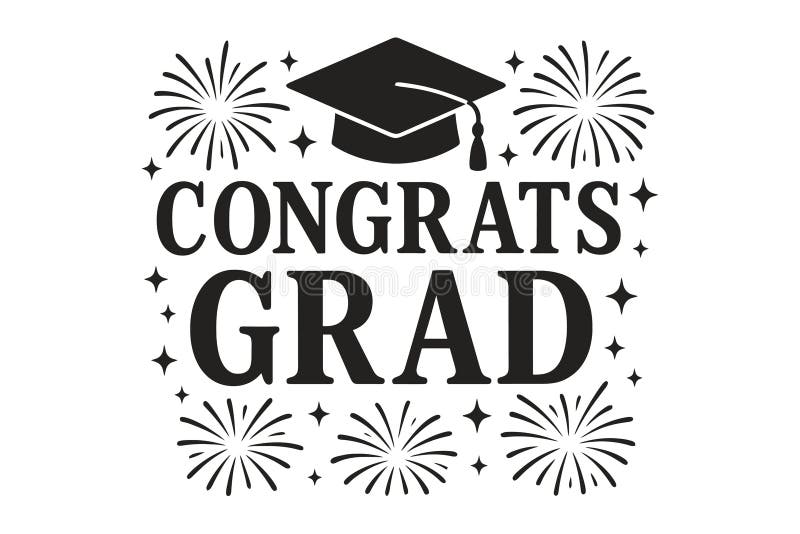 Graduation Congrats Grad Design with Fireworks Stock Vector ...