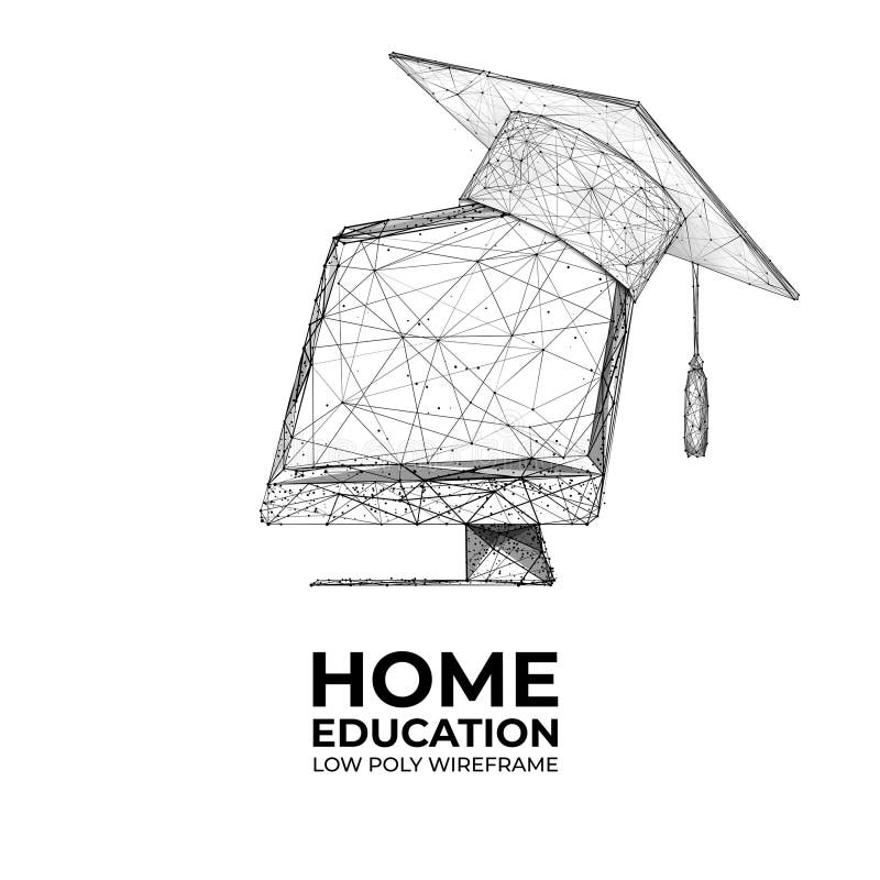 Graduation Cup and Computer Isolated on White Background. Stock Vector ...