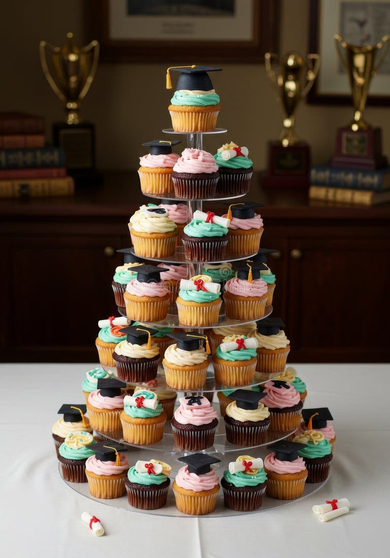 Graduation Cupcakes Tower Stock Illustrations – 11 Graduation Cupcakes ...