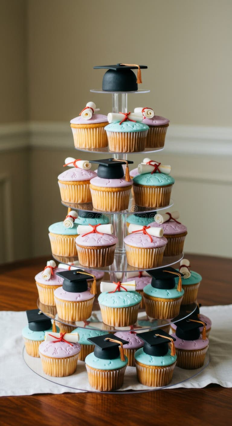 Graduation Cupcakes Tower Stock Illustrations – 11 Graduation Cupcakes ...