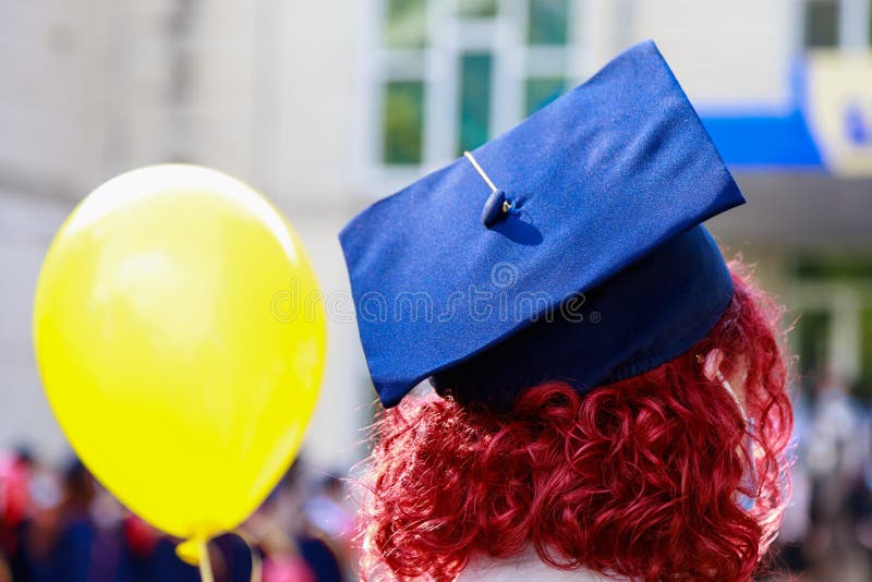 Graduation Day. the Back of a Graduate Wearing Square, Quadrangular ...