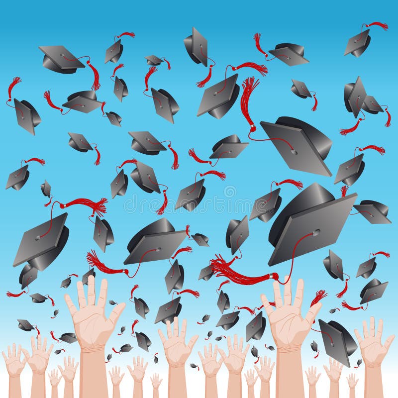 Graduation Hat Toss stock vector. Illustration of tossing - 14628490