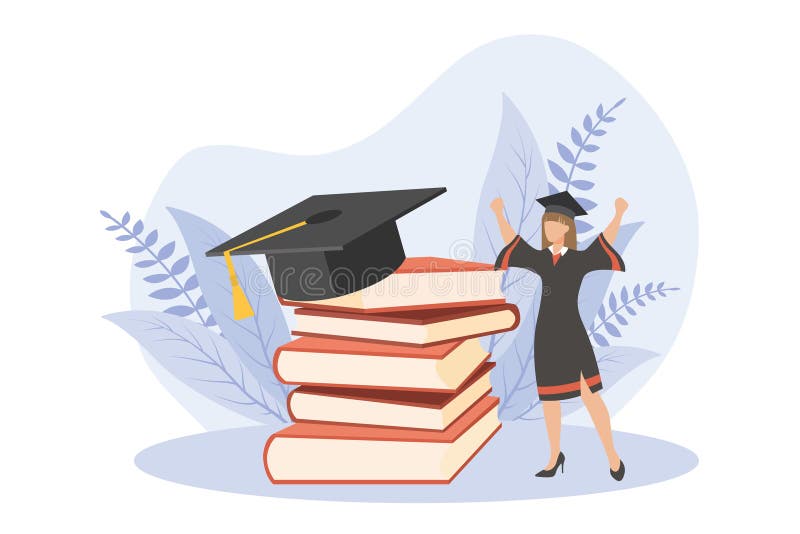 Graduation Day Flat Design Illustration Stock Vector - Illustration of ...
