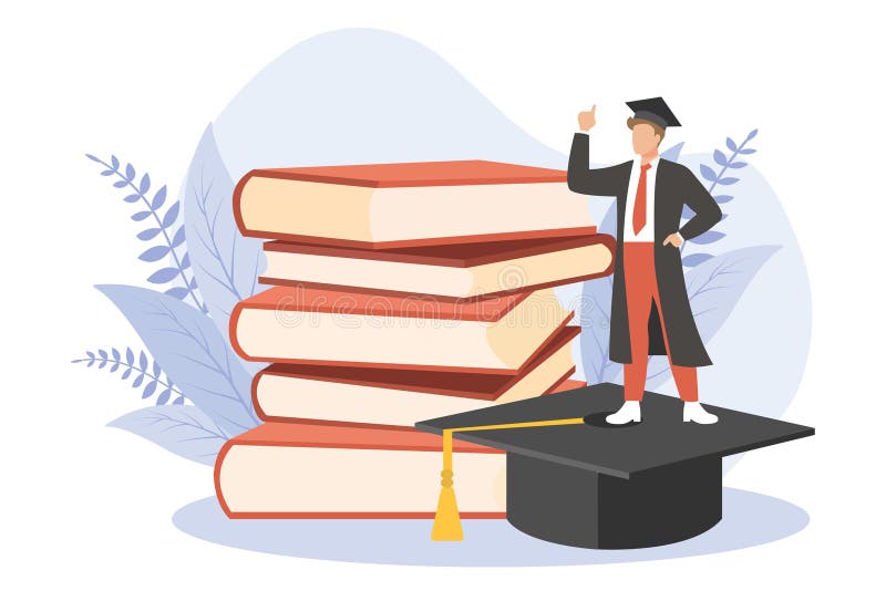 Graduation Day Flat Design Illustration Stock Vector - Illustration of ...