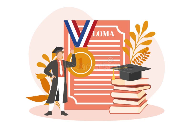 Graduation Day Flat Design Illustration Stock Vector - Illustration of ...