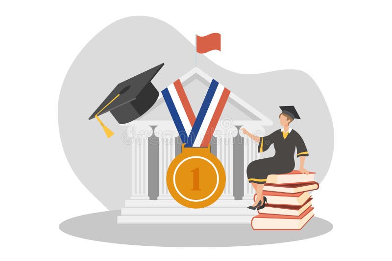 Graduation Day Flat Design Illustration Stock Vector - Illustration of ...