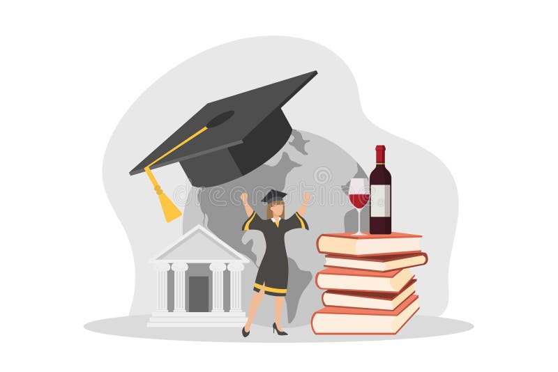 Graduation Day Flat Design Illustration Stock Vector - Illustration of ...