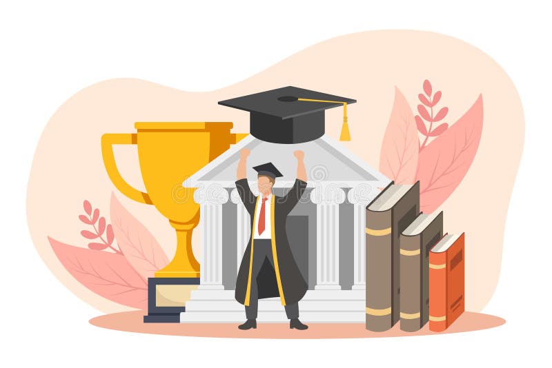 Graduation Day Flat Design Illustration Stock Vector - Illustration of ...
