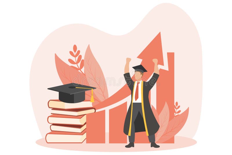 Graduation Day Flat Design Illustration Stock Vector - Illustration of ...