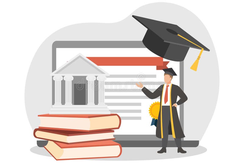 Graduation Day Flat Design Illustration Stock Vector - Illustration of ...