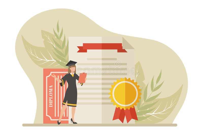 Graduation Day Flat Design Illustration Stock Vector - Illustration of ...