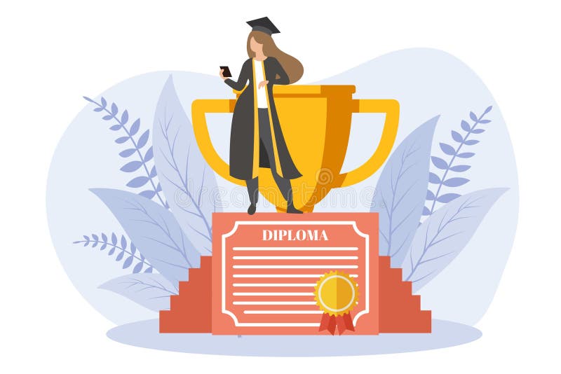 Graduation Day Flat Design Illustration Stock Vector - Illustration of ...