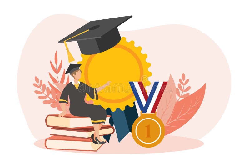 Graduation Day Flat Design Illustration Stock Vector - Illustration of ...