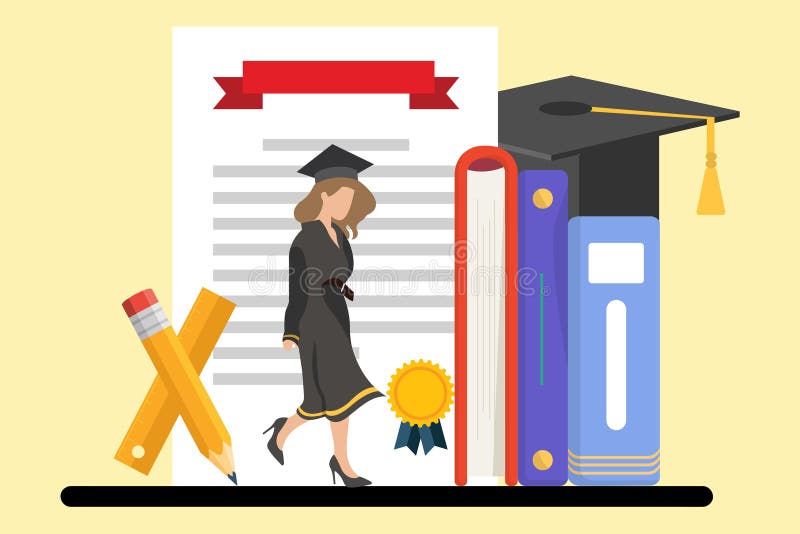 Graduation Day Flat Design Illustration Stock Vector - Illustration of ...