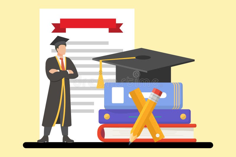 Graduation Day Flat Design Illustration Stock Vector - Illustration of ...